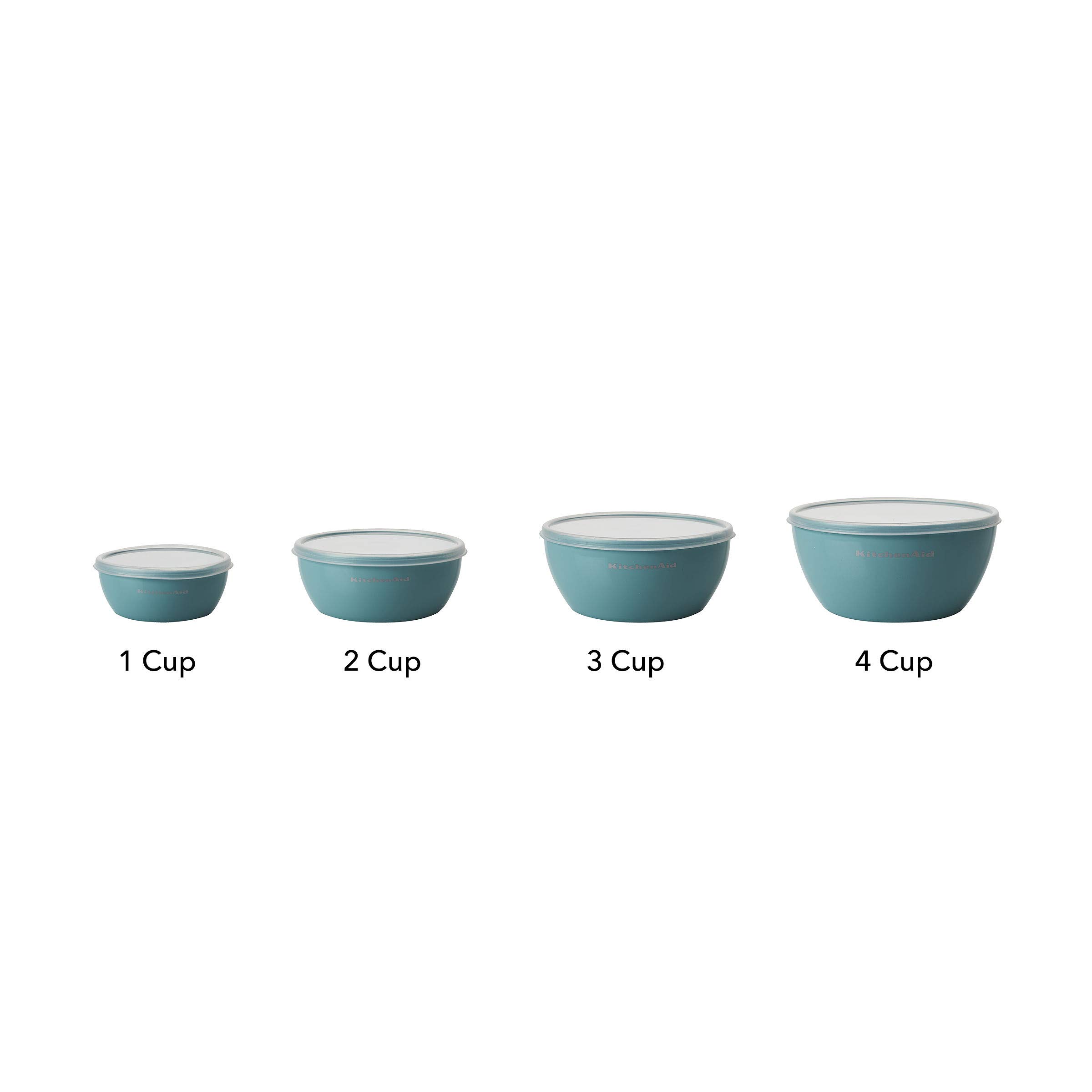 KitchenAid Classic Prep Bowls with Lids, Set of 4, Aqua Sky