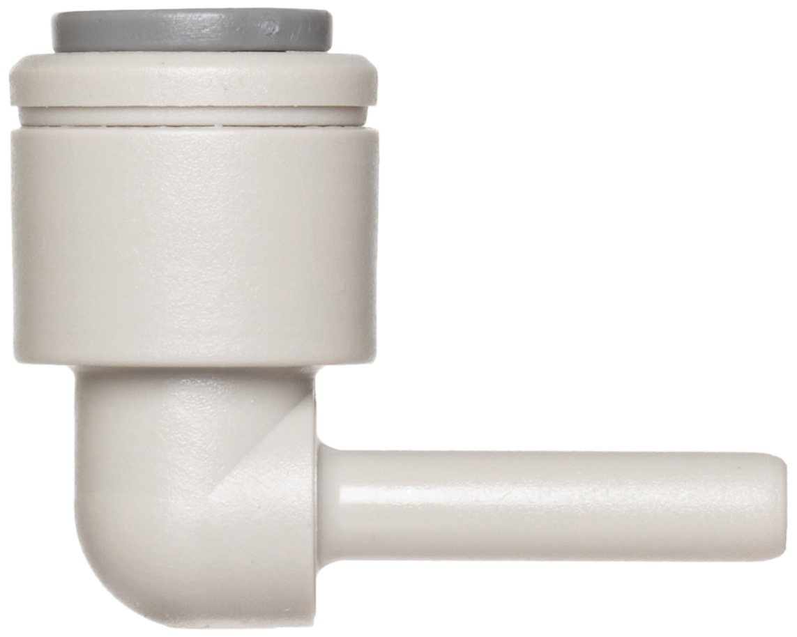 John Guest Acetal Copolymer Tube Fitting, Plug-In 90 Degree Elbow, 3/8" Tube OD x 3/8" Stem OD (Pack of 10)