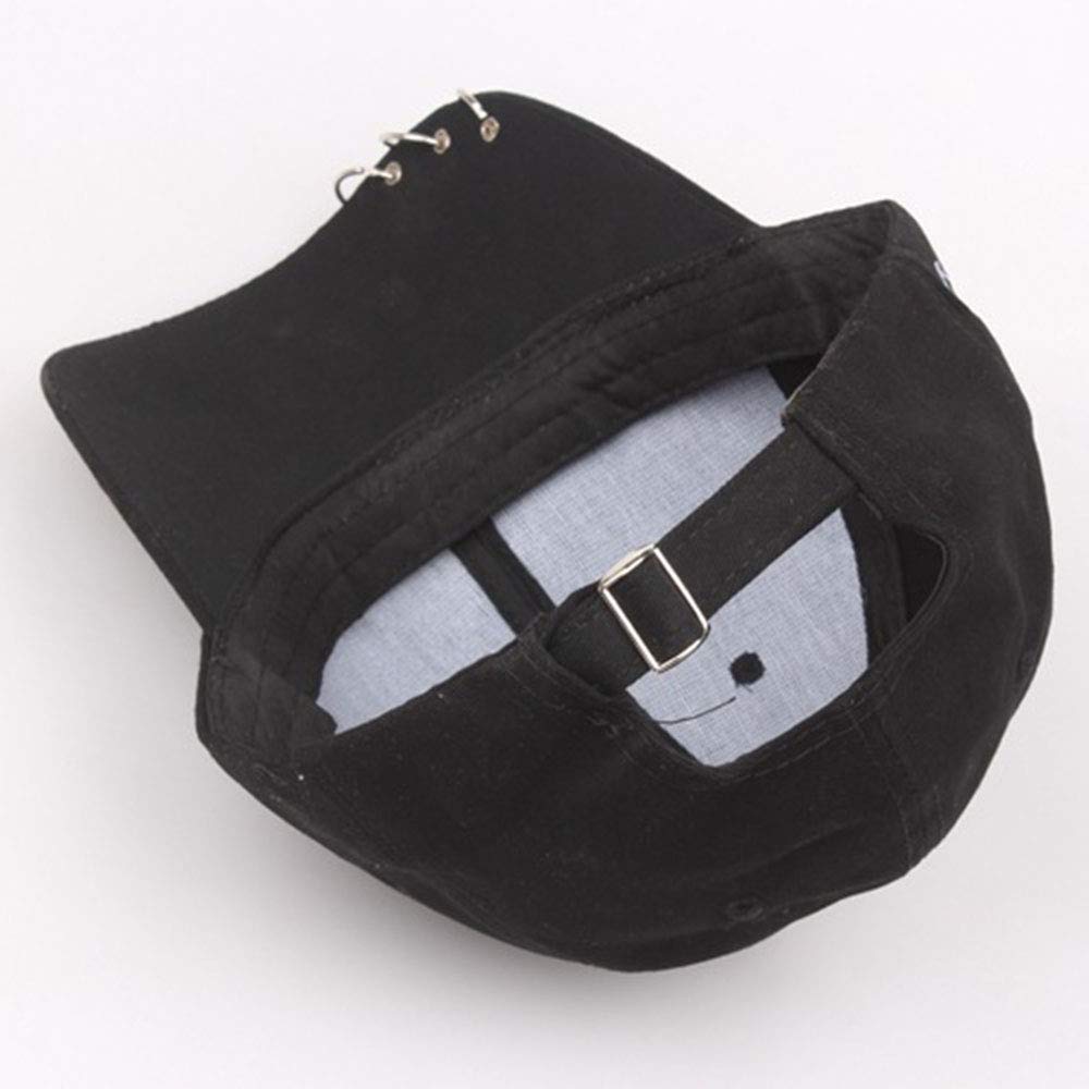 Kpop Hat Baseball Cap Rings Outdoor Iron Ring Caps Cotton Snapback Hats Casual Adjustable Dad Hat Hip Hop Hats (Black)
