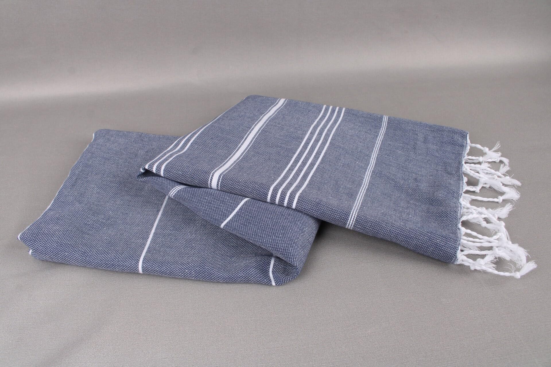 kayra export Turkish Towel,40x71 Oversized Beach Towels - Beach Blanket 100% Cotton Quick Drying Compact, Soft and Absorbent Travel Towel Gifts for Adults Beach Accessories - Striped (Dark Navy)
