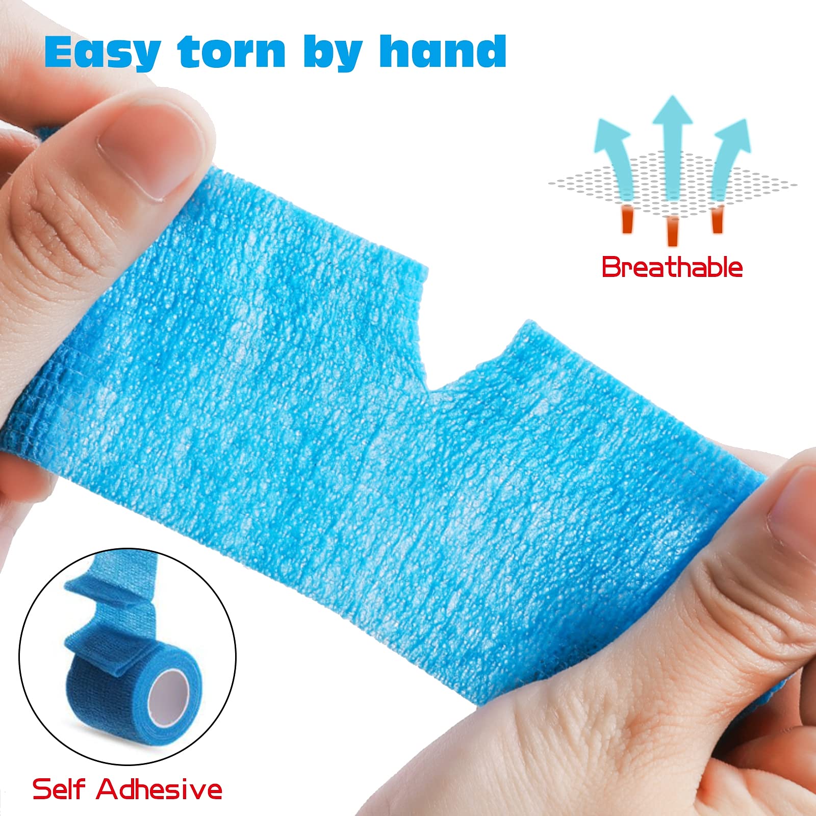 MorTime 24 PACK Self-Adhesive Bandage Wrap, Colorful Non Woven Adherent Cohesive Bandage Rolls Breathable Self Adherent Wrap for Sports Injury Pets Ankle Wrist