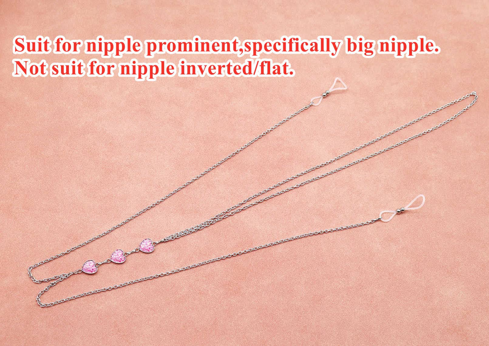 Mimimelon Faux Nipple Piercing Jewelry with Choker Heart Nipple Chains Non Piercing Nipple Rings Adjustable Nipple Noose