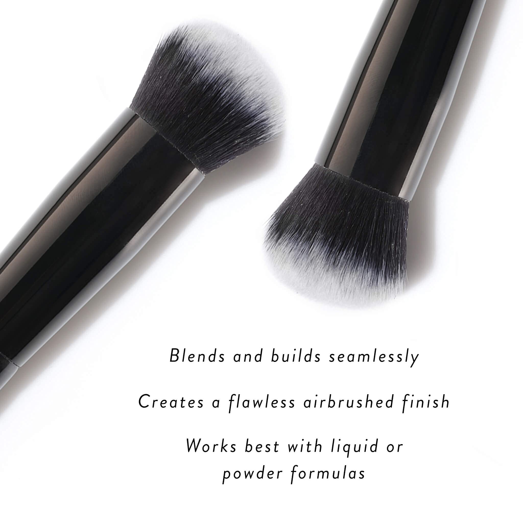LAURA GELLER Double Take Liquid Foundation, Deep - Medium to Full Coverage - Natural Matte Finish & Foundation Makeup Brush Kit (2 PC)