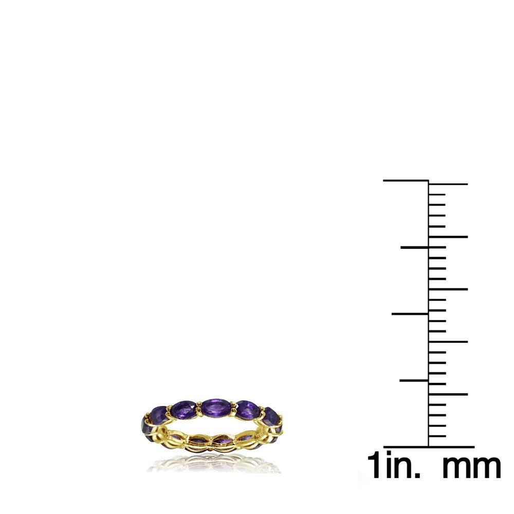 Ice Gems Yellow Gold Flashed Silver African Amethyst 5x3mm Oval-cut Eternity Ring, Size 8