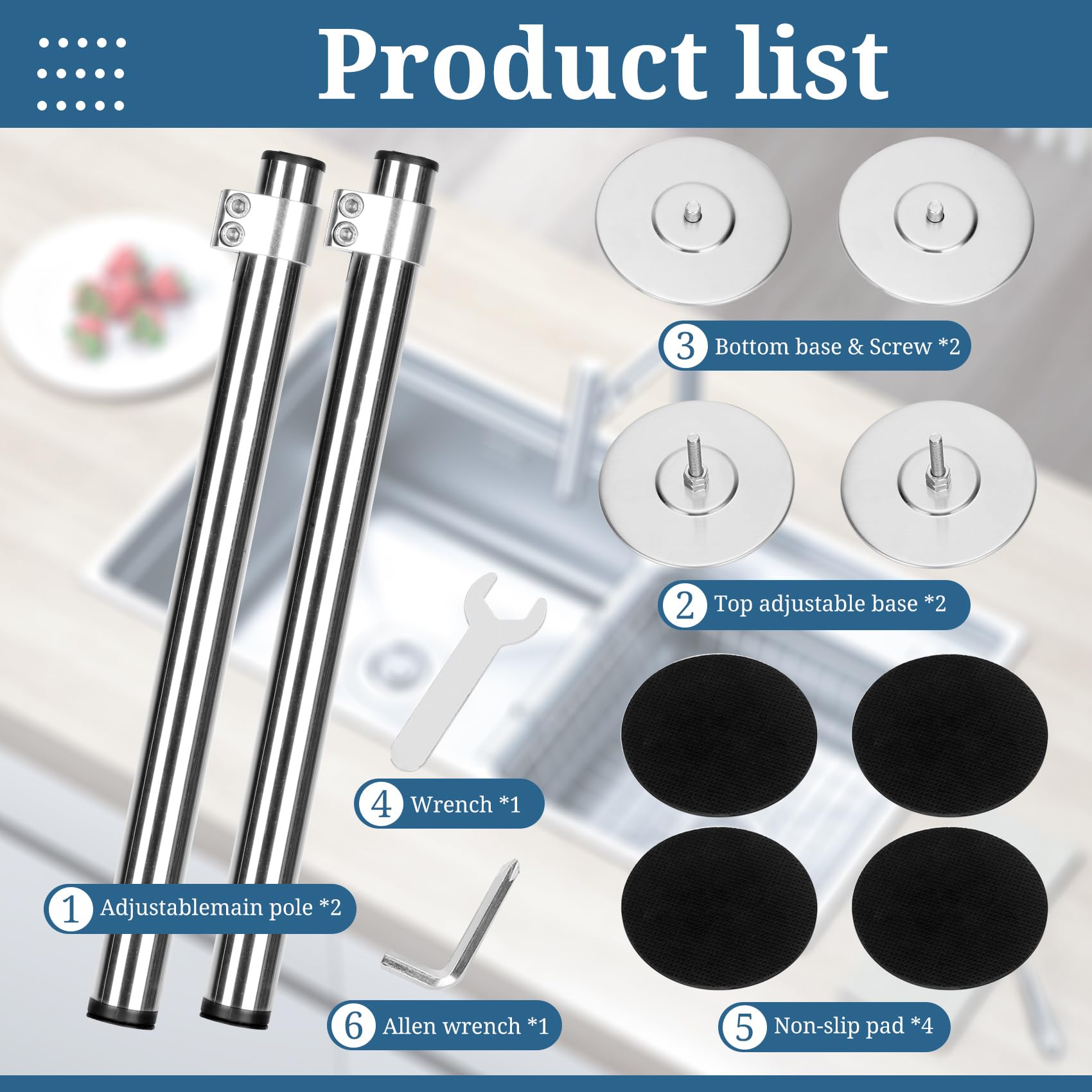 Undermount Sink Bracket for Kitchen,Adjustable Stainless Steel Undermount Sink Support,Sink Support Undermount Kit,Sink Repair Kit for Kitchen and Bathroom,Sink Support Legs(16 "To 27.08")