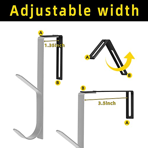 Wehhbtye Adjustable Double Coat Hooks,Thick Cubicle Wall Coat Hook,Metal Over The Panel Double Hook Adjusted to Fit 1.35 to 3.5 Inch Thickness Panels for Wall Panel (2pcs)