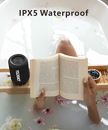 YOLOEMOT Waterproof Mini Bluetooth Speaker,Compact and Portable,12H Playtime,IPX5 Waterproof,TWS Pairing, AUX,TF, Portable Wireless Speakers for Home/Party/Beach, Birthday Gift (Black)