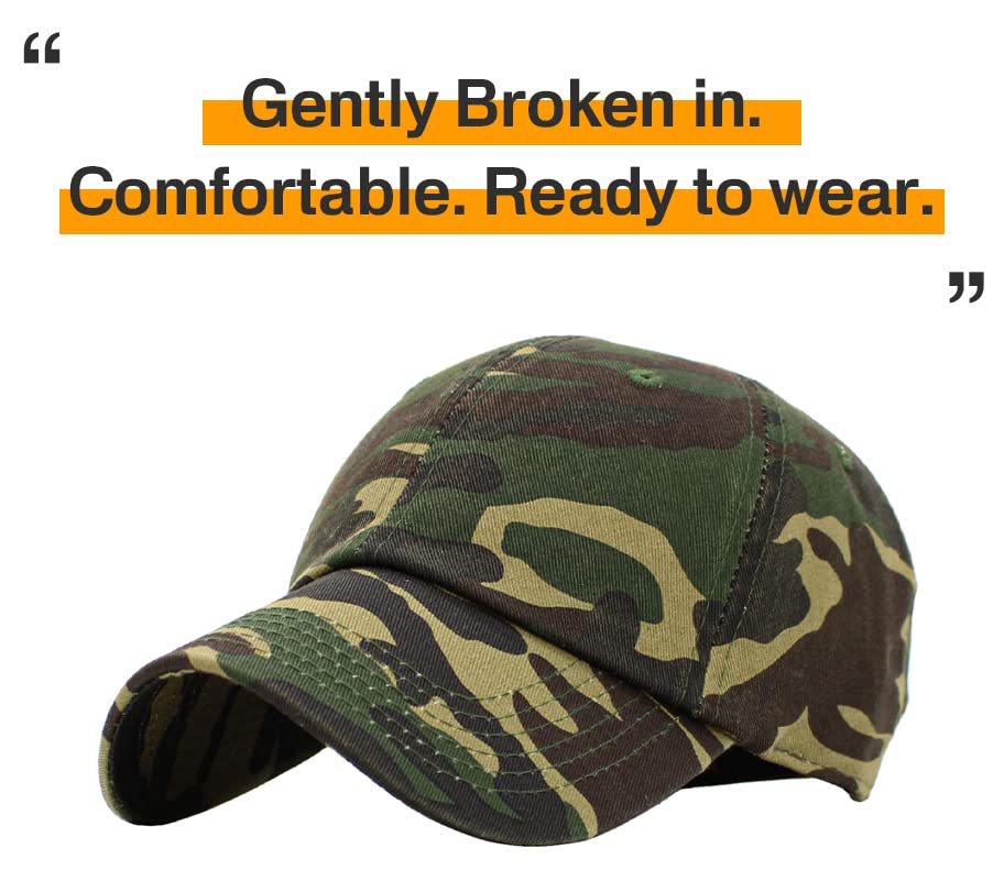 KB-LOW CAM Classic Cotton Dad Hat Adjustable Plain Cap. Polo Style Low Profile (Unstructured) (Classic) Camouflage Adjustable
