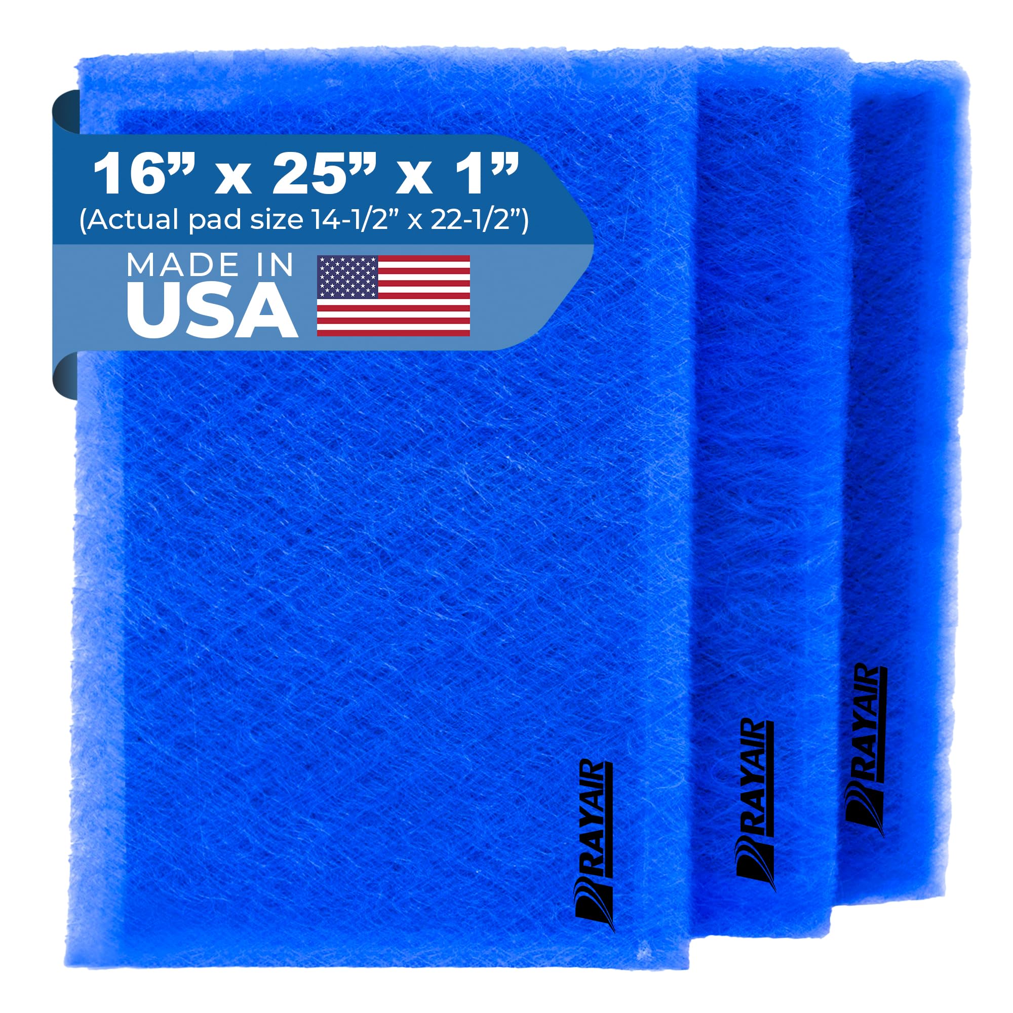 RayAir Supply 16x25 Replacement Filter Pads Compatible with Dynamic Air Cleaner 16X25 Refill (3 Pack) BLUE, 1625D-3