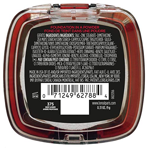 L'Oreal Paris Infallible 24 Hour Fresh Wear Waterproof Powder Foundation, 375 Deep Amber (Pack of 3)