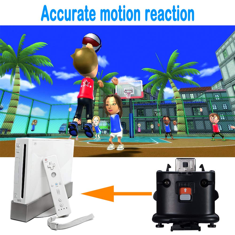 LACTIVX Wii Motion Plus Adapter, 2 Packs Upgraded Motion Attachment for Wii Remote Controller (Black)