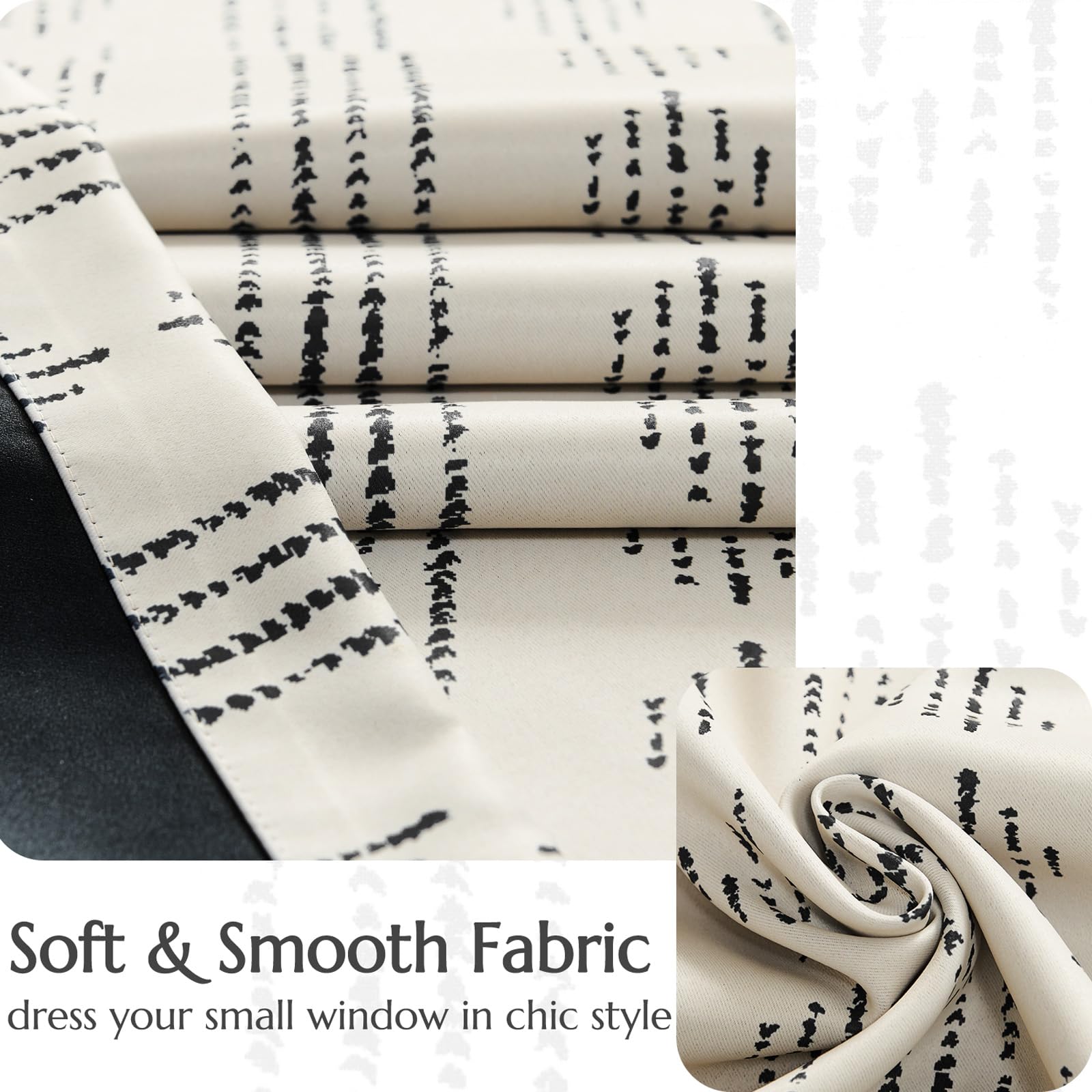 jinchan Tie Up Valance for Kitchen Windows Retro Linen Blend Damask Printed Curtains Rod Pocket for Small Window 18 Inches Long 1 Panel Grey