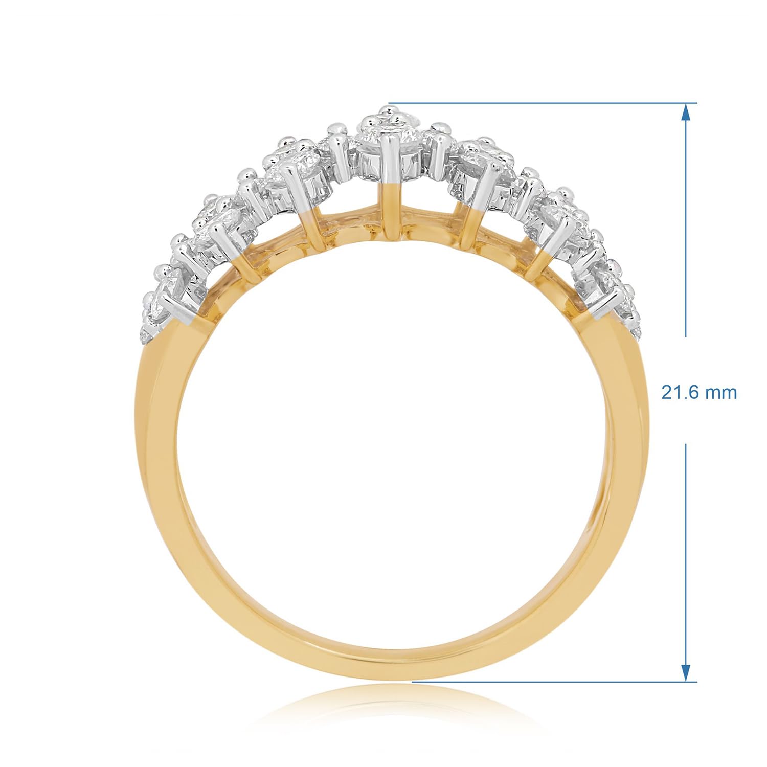 Jewelili 14K Yellow Gold 1 Cttw Natural White Round Diamond Band Ring, Size 6