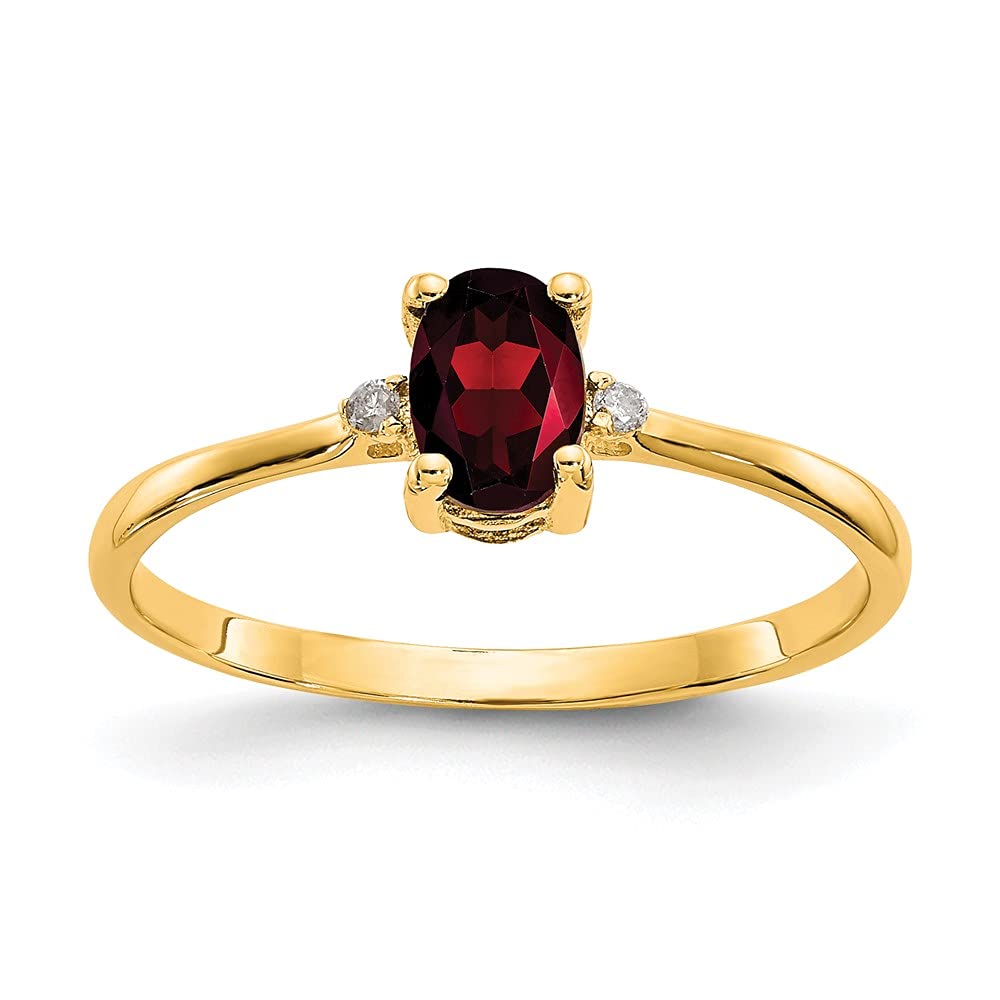 IceCarats 10K Yellow Gold Diamond Red Garnet January Birthstone Ring size 6