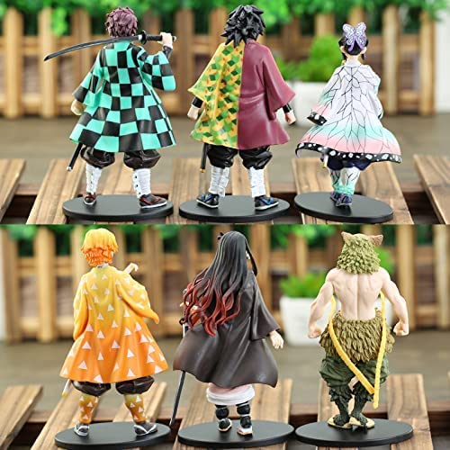 Qivmreti 6pcs Dé.mon Slayer Toy,Dé.mon Slayer Figures,Dé.mon Slayer Action Figure,Tanjirò Kamadò Figure,Tanjirò Kamadò Action Figure,Tanjirò Kamado Toy (Blue)
