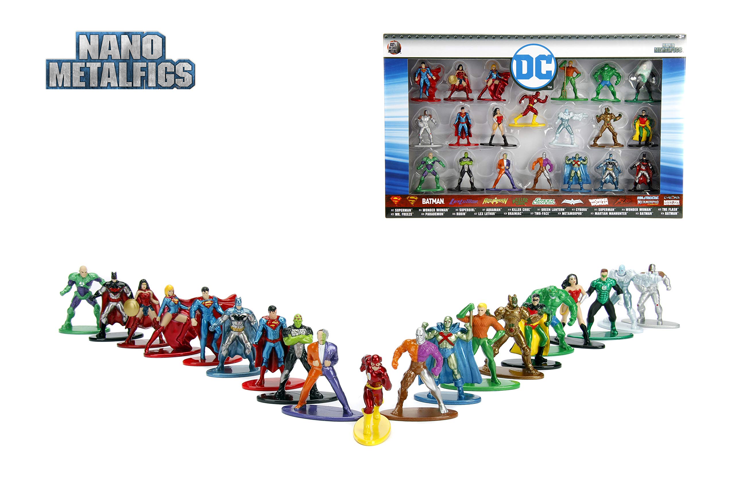 Jada Toys DC Comics 1.65" Die-cast Metal Collectible Figures 20-Pack Wave 1, Toys for Kids and Adults, Multi-Color (84409)