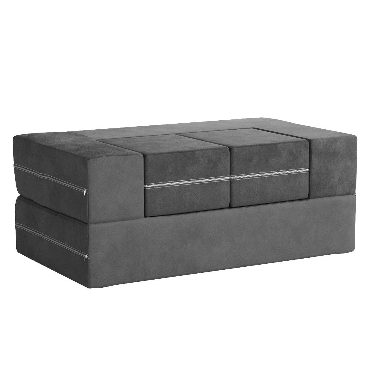 Jaxx Zipline Modular Kids Loveseat & Ottomans/Fold Out Lounger, Charcoal