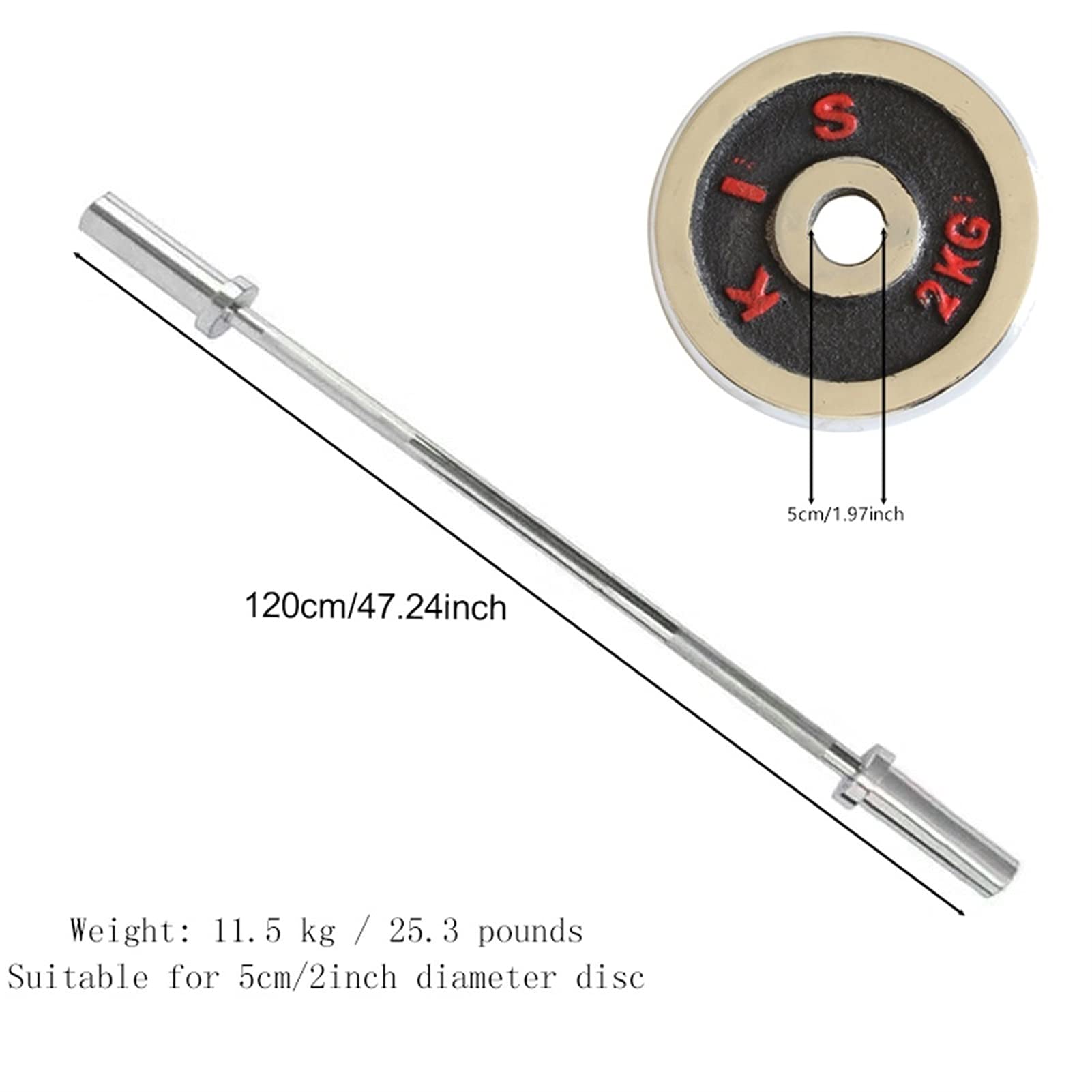 MQQ Dumbbell Bars,1.2m/1.5m Weights Olympic Barbell Dumbbell Handle Weightlifting Power Lifting, Weight Bar with Copper Sleeve Connection Pad Ideal for Biceps