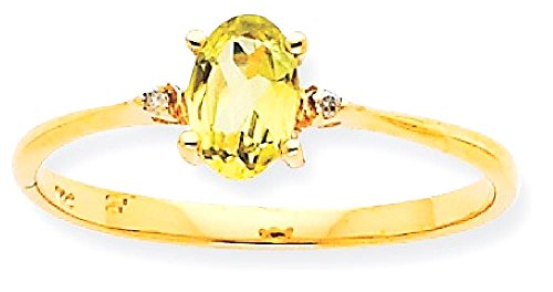 IceCarats 10K Yellow Gold Diamond Green Peridot Ring Gemstone Band April August Birthstone Jewelry Size 6