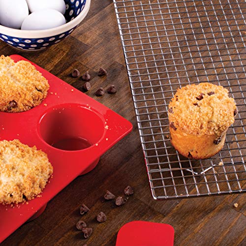 Mrs. Anderson's Baking Silicone 6-Cup Jumbo Muffin Pan, Non-Stick European-Grade Silicone Silicone