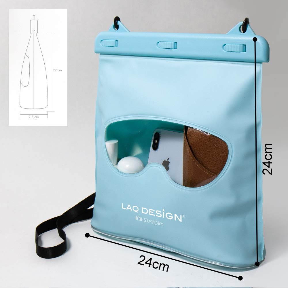 LAQ DESiGN Perspective Waterproof Storage Bag (Green) & Double Sided Perspective Dry Bag with Screen Touchable Inter Pocket (Whale/Black)