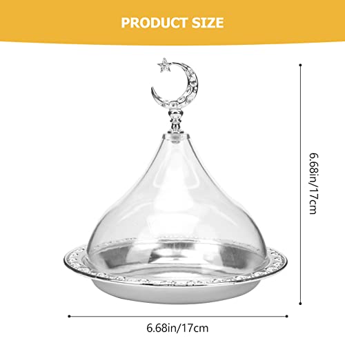 YARNOW Metal Cake Tray with Clear Dome Round Cookie Tray Silver Food Serving Plate Dish Platter Holder Heavy Weight Cheese Dish for Home Kitchen