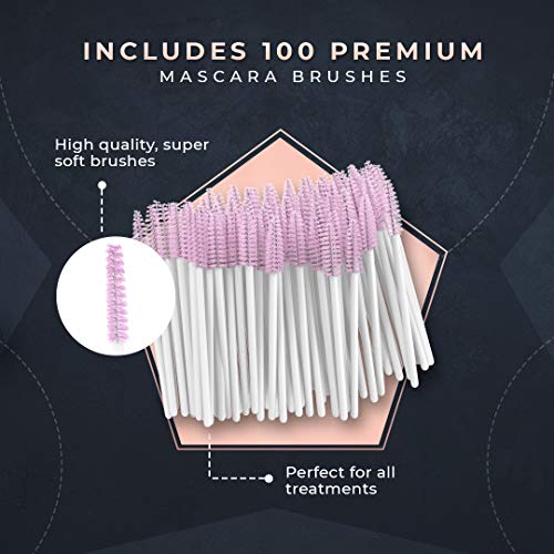 Lash Glue Holder Storage Container For Eyelash Extensions Adhesive & 100 Mascara Brushes | Vacuum Sealed Airtight Jar/Tank/Box/Bottle | Professional Lash & Nail Salon Supplies & Accessories