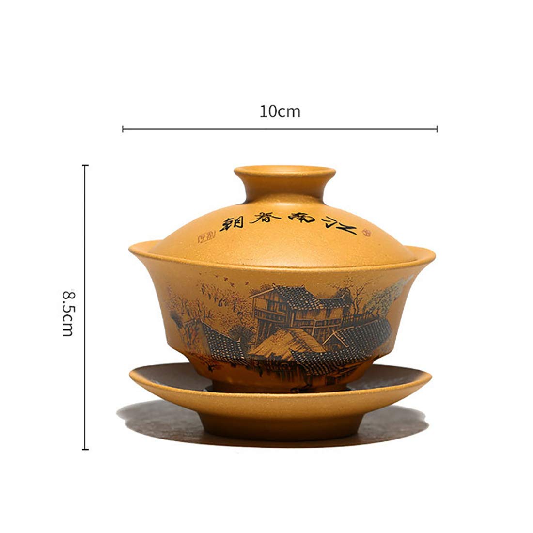 MULHUE Hand-painted yixing tea cup,Chinese Traditional Teaware Zisha Porcelain Gaiwan Kungfu Tea bowl with Lid and Saucer-135ml/4.6oz
