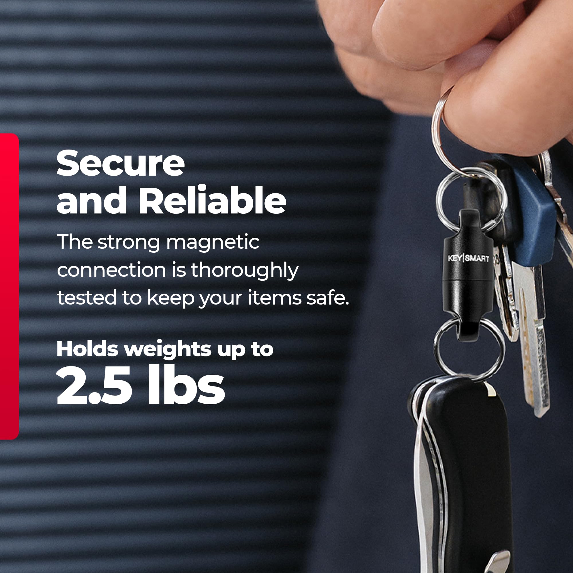KeySmart MagConnect Magnetic Quick Release Keychain, Secure Pull-Apart Key Attachment Accessory for Bags, Belt, Car Key Fob