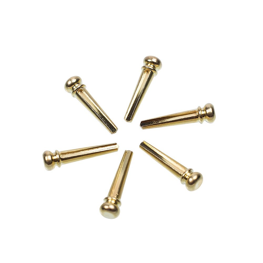 Imelod Guitar Bridge Pins Pegs Guitar Parts 6pcs Brass Copper for Acoustic Guitar With Guitar Bridge Endpin Replacement Parts for Guitar