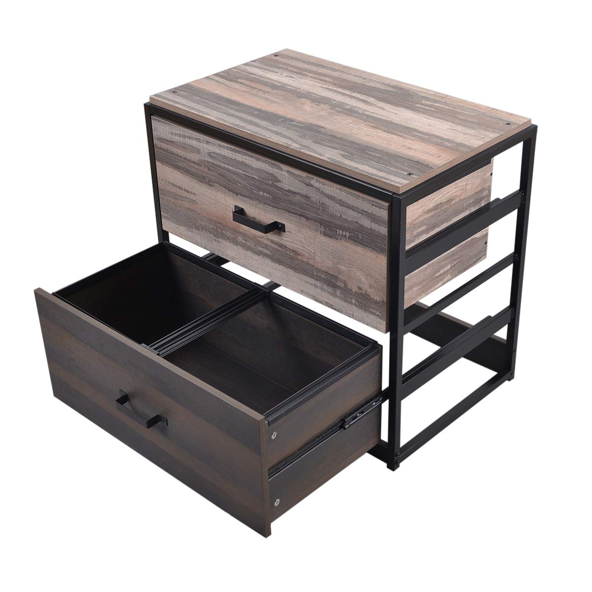 Lateral File Cabinet 2-Drawer Wood Filing Storage&Printer Stand for Home Office, Sturable Solo LC (Walnut)