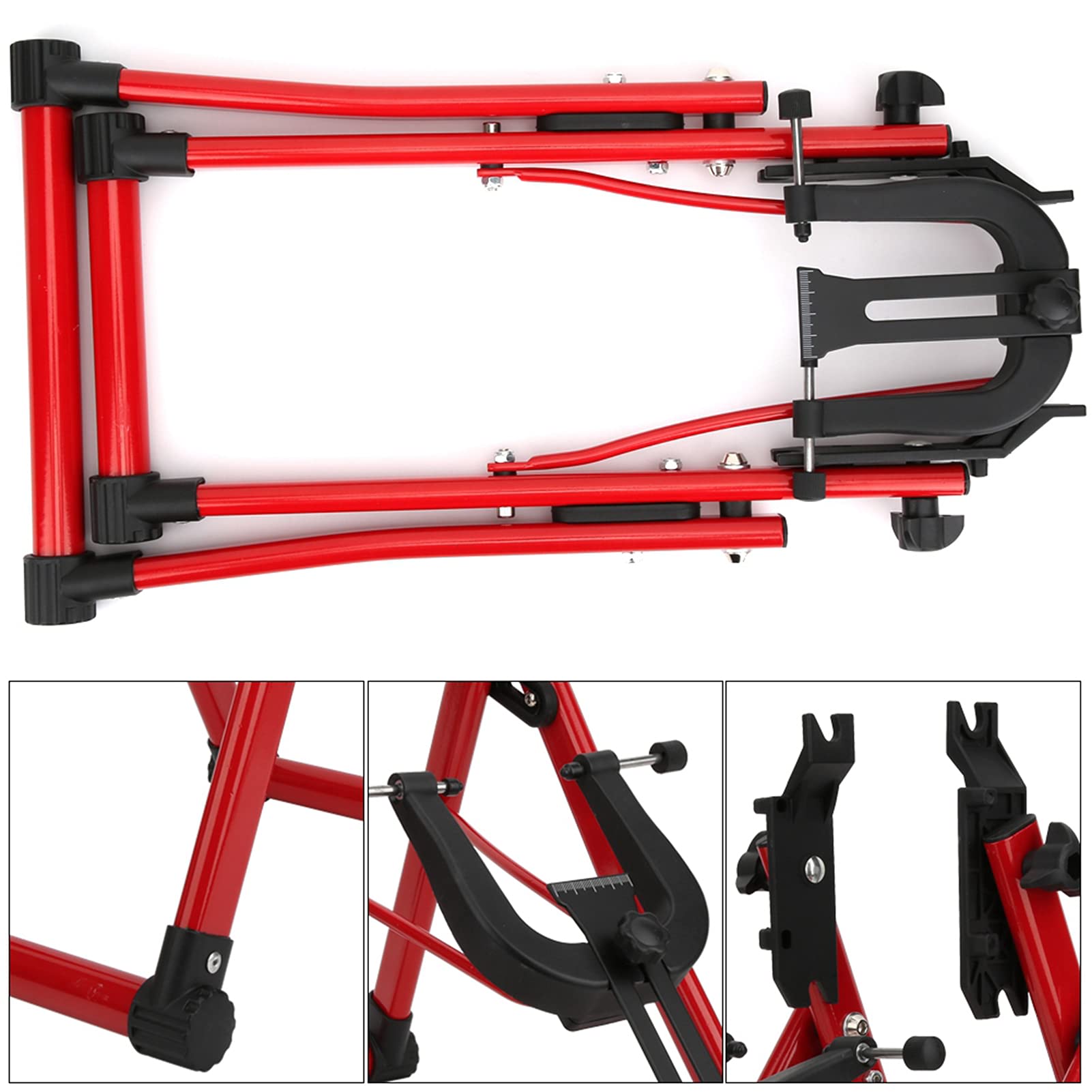 KENANLAN Bike Repair Tool, Aluminium Alloy Red Simple Convenient Wheel Truing Stand Home Bike Repair Maintenance Support Tool Accessory