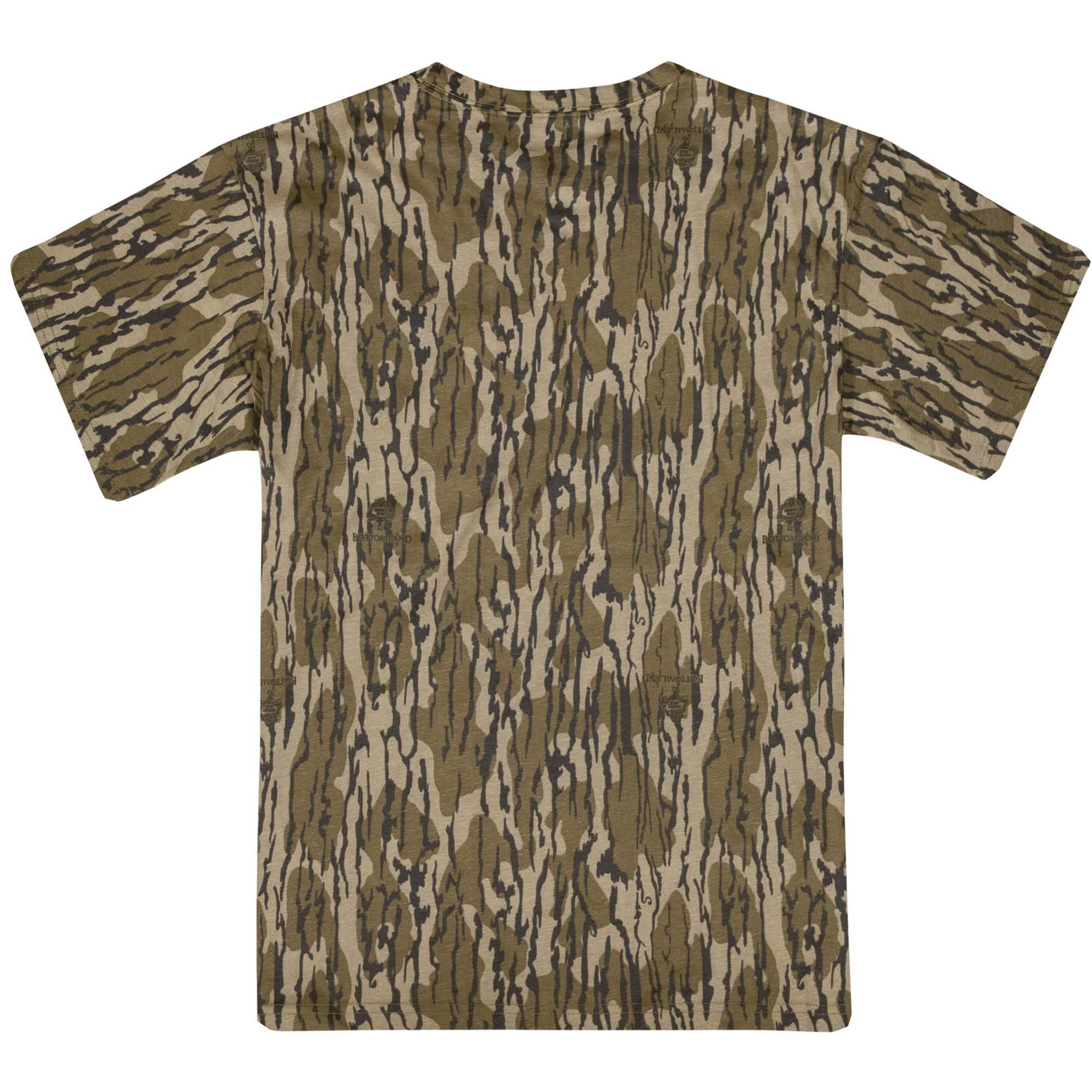 Mossy Oak Standard Mens Camo Hunting Shirt Short Sleeve Cotton, Original Bottomland, Medium