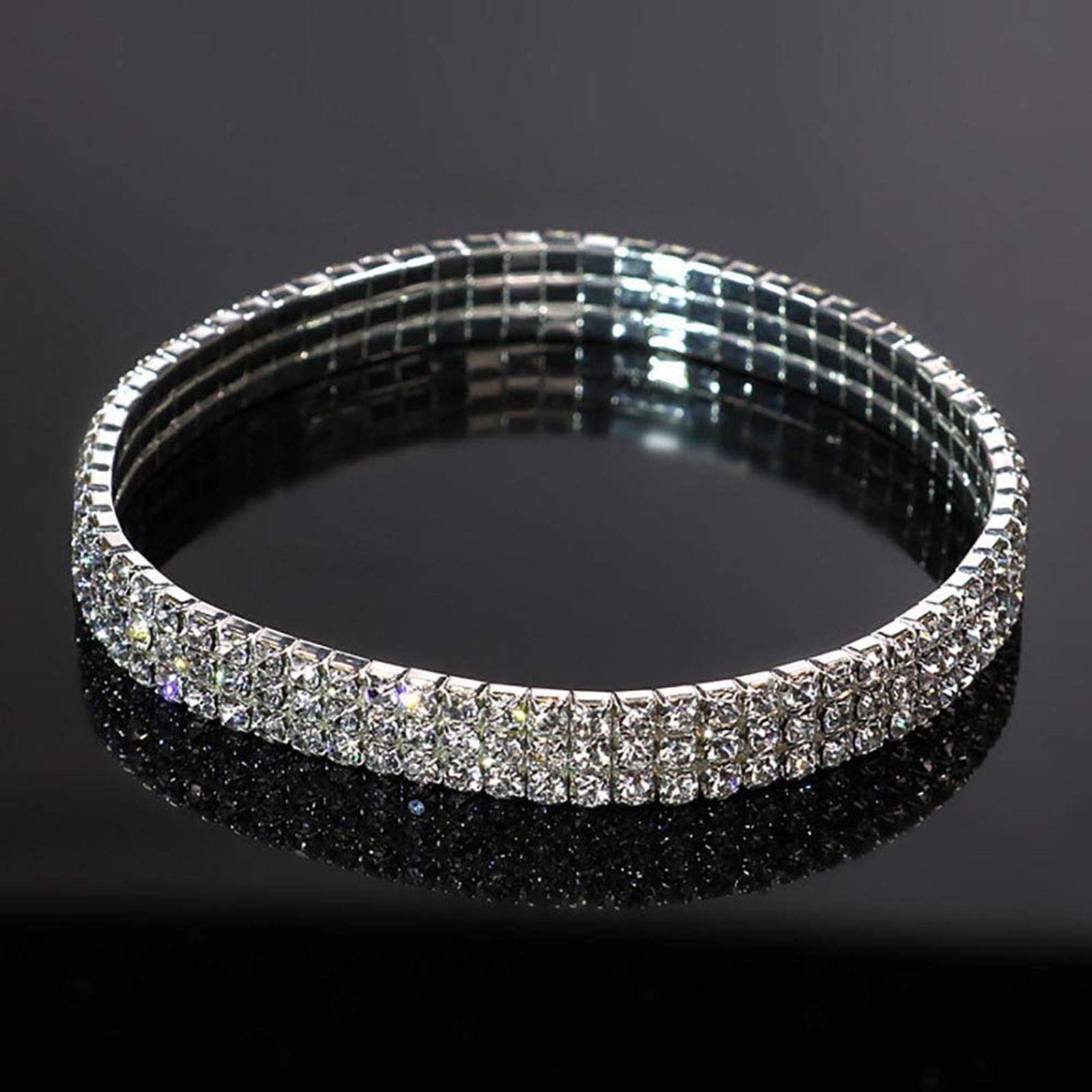 Kucheed 2PCS Twinkle Diamond Anklet Elastic Bling Shining Foot Jewelry Bracelet Bridal Summer Jewelry