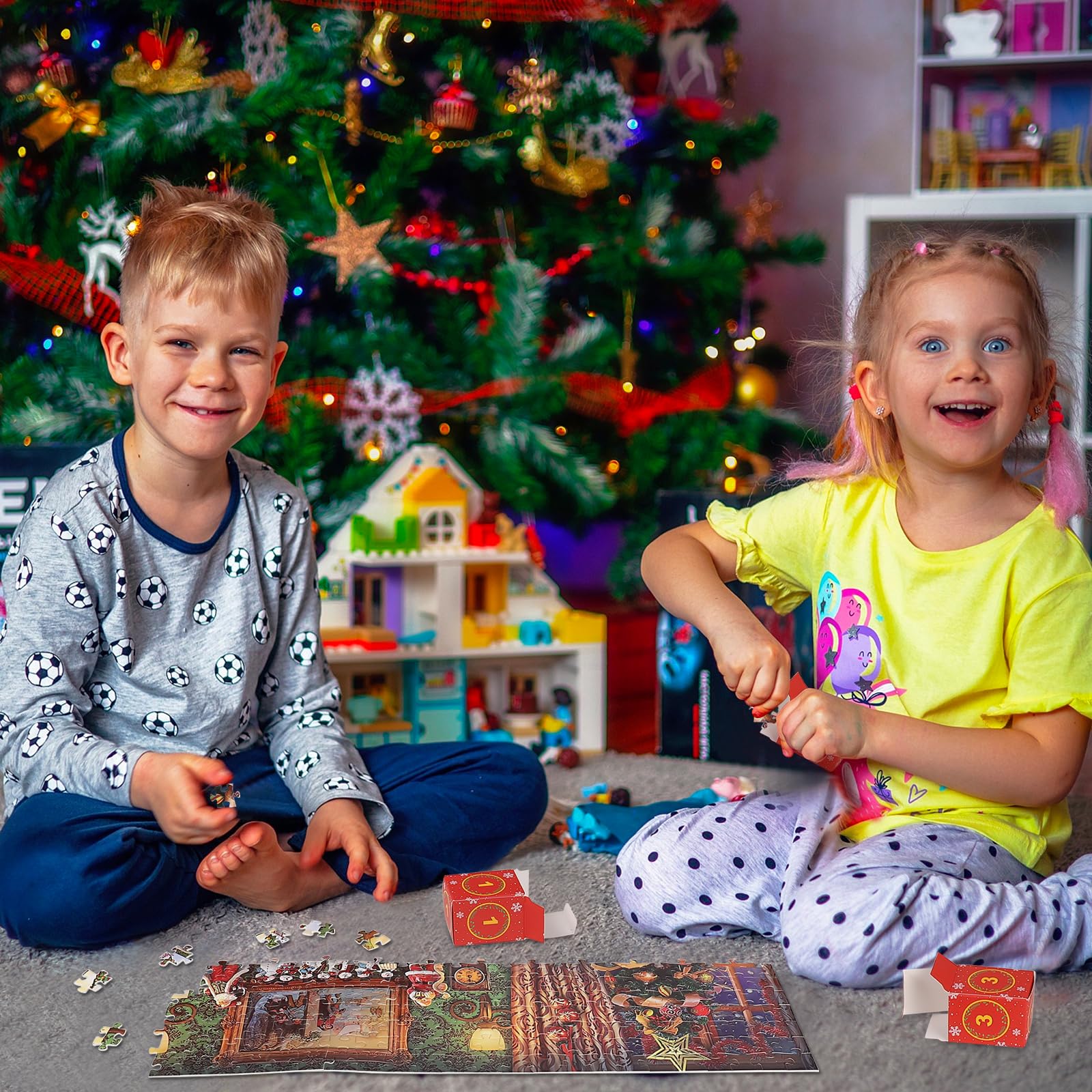Jigsaw Puzzles Advent Calendar 2023 Christmas Gift,24 Days 1008 Pieces Puzzles,Christmas Fireplace& Home Decoration,Christmas Countdown Calendar for Kids Teens and Adults, Finished Size27.5in x 19.7in
