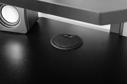 JJS 48" Home Office Gaming Computer Desk with Removable Monitor Stand, R Shaped Large Gamer Workstation PC Table with Cup Holder Headphone Hook Speaker Storage Free Mouse pad, Black