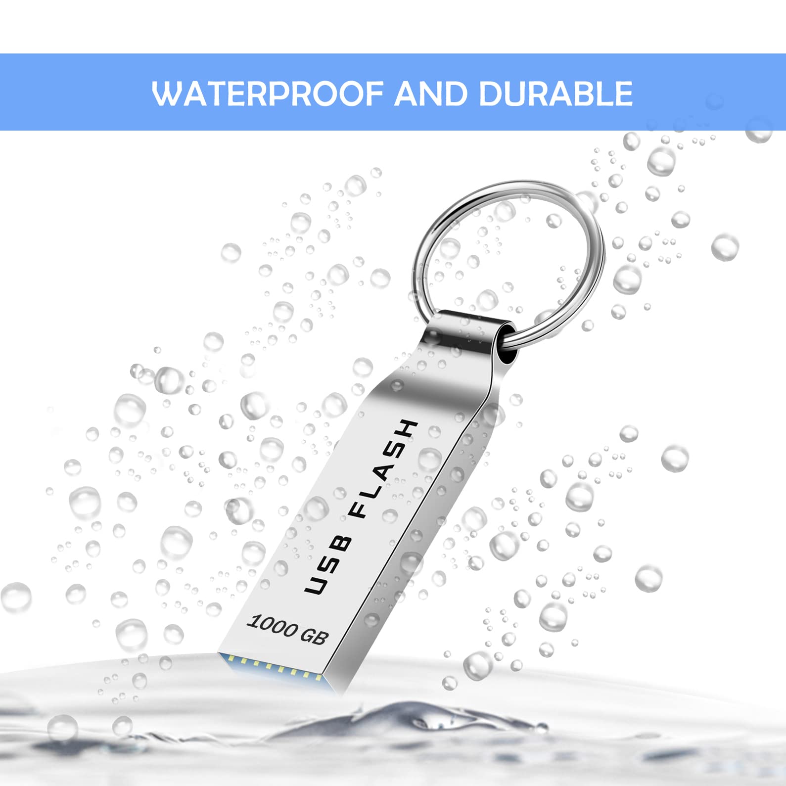 Umeway USB Flash Drive 1TB Memory Stick Metal Thumb Drive USB 3.0 Flash Drives Waterproof USB Drive with Keychain USB Stick Storage and Backup for PC/Laptop