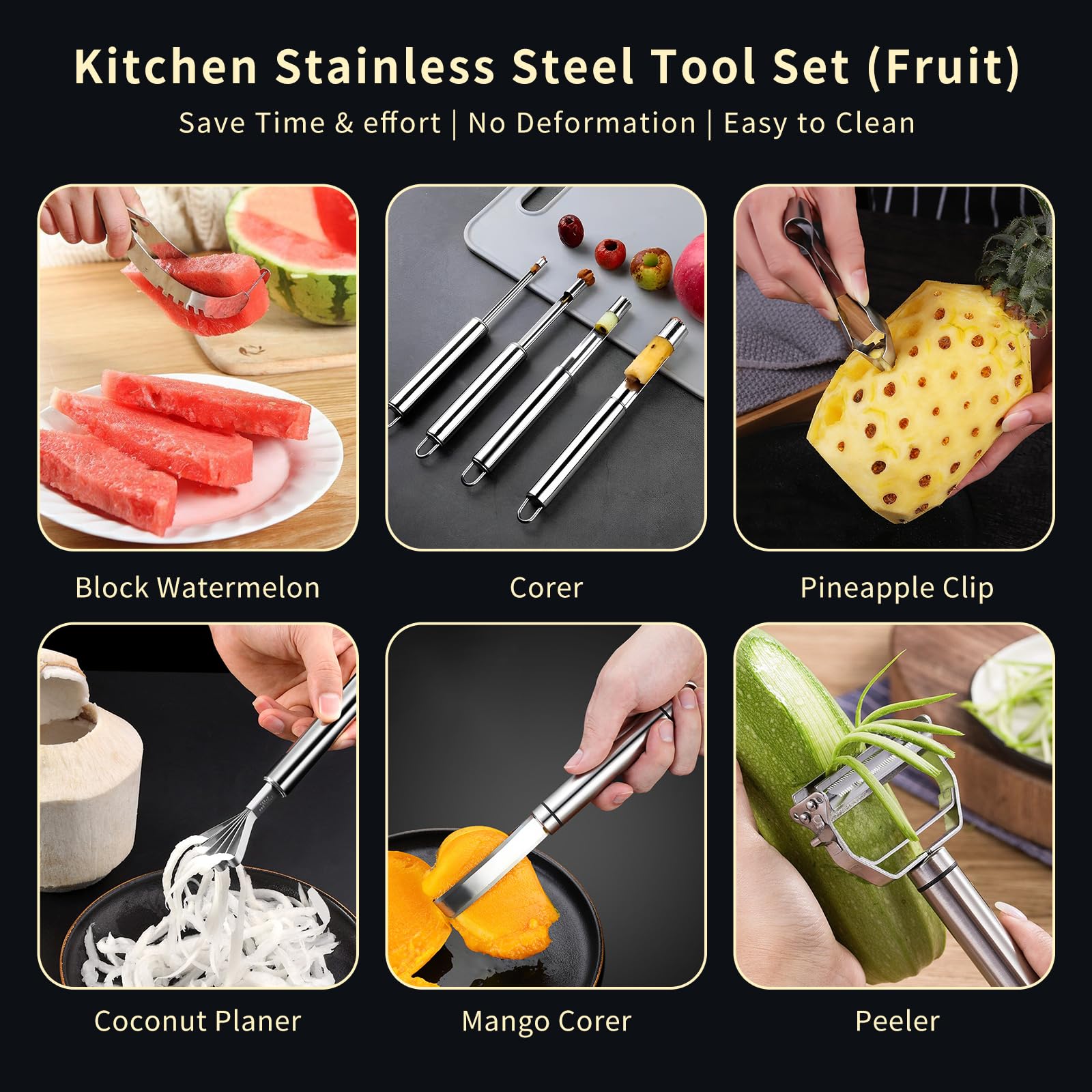 ISACCO 39-pcs Stainless Steel Kitchen Gadget Set - Home Kitchen Tools and Gadget Set with Hanging Hooks
