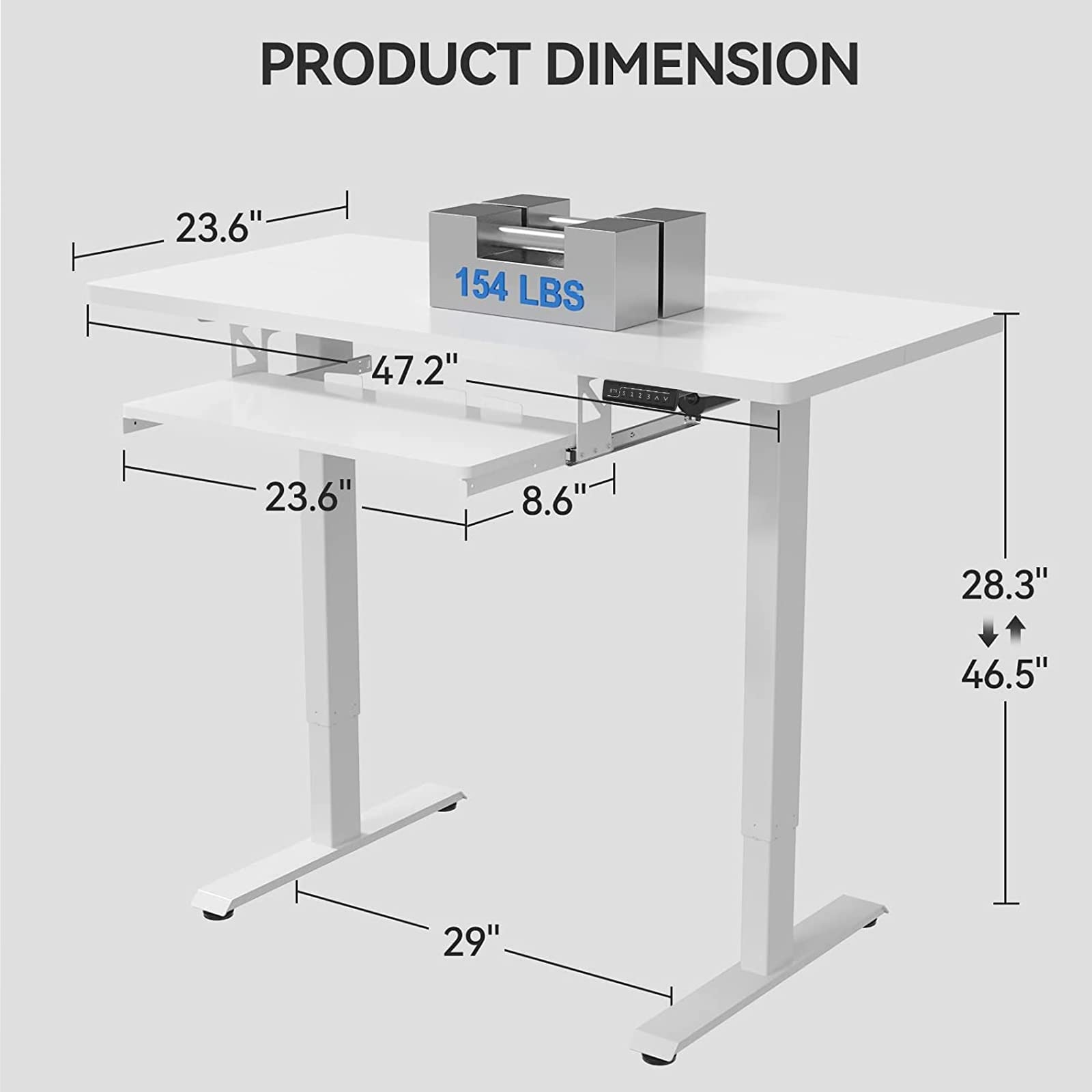 JOY worker White Electric Standing Desk with Keyboard Tray, Splice Board 48 x 24 Inches Sit Stand Up Height Adjustable Desk with Memory Controller, Ergonomic Workstation for Home Office
