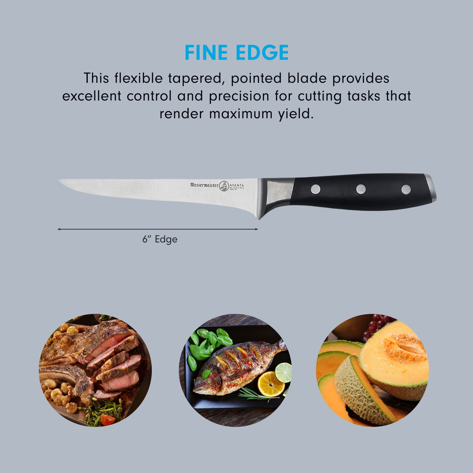 Messermeister Avanta 6โ Flexible Boning Knife - German X50 Stainless Steel - Rust Resistant & Easy to Maintain