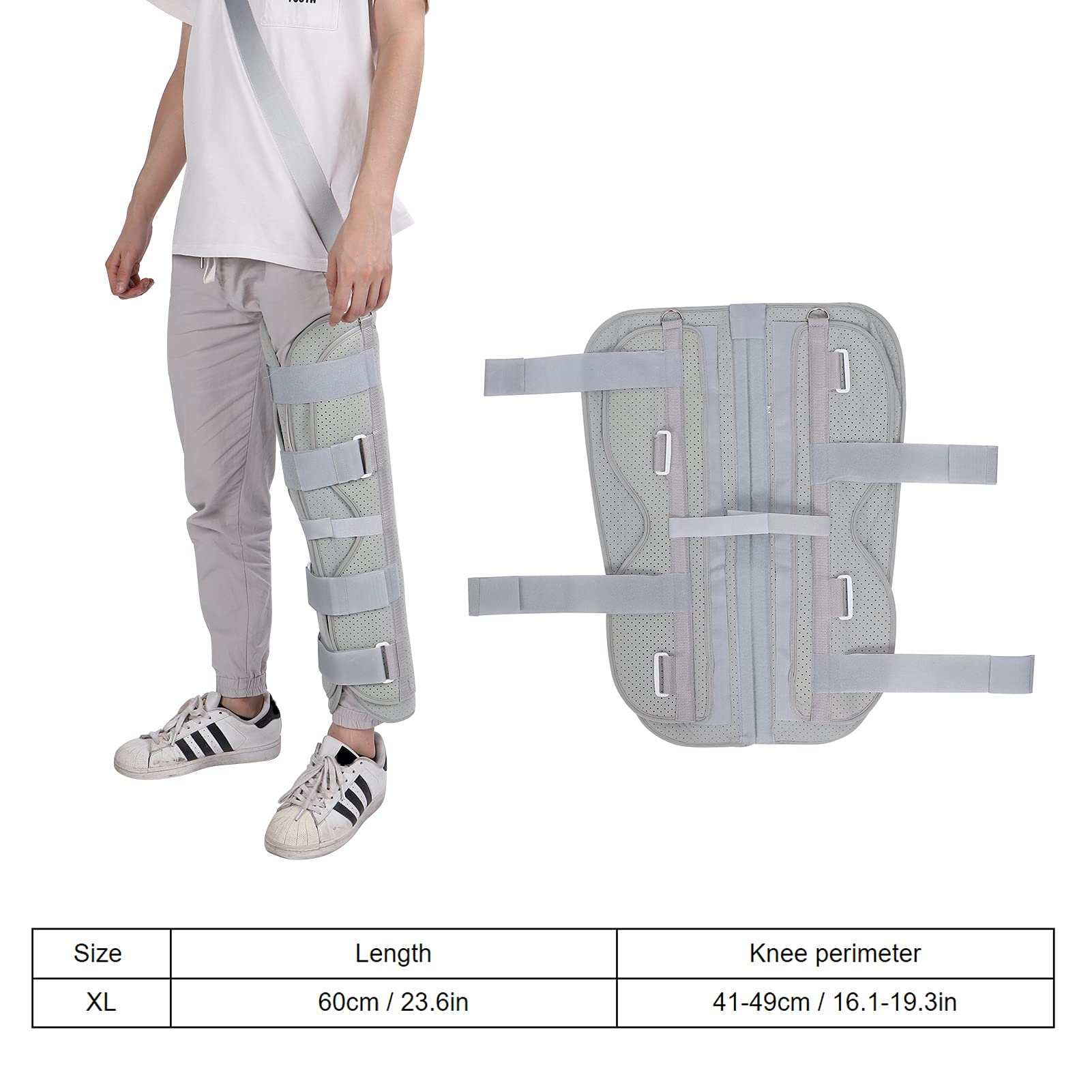 Knee Brace, Knee Immobilizer Brace with Shoulder Adjustable Sling Knee Splint Support for Knee Injury Surgery