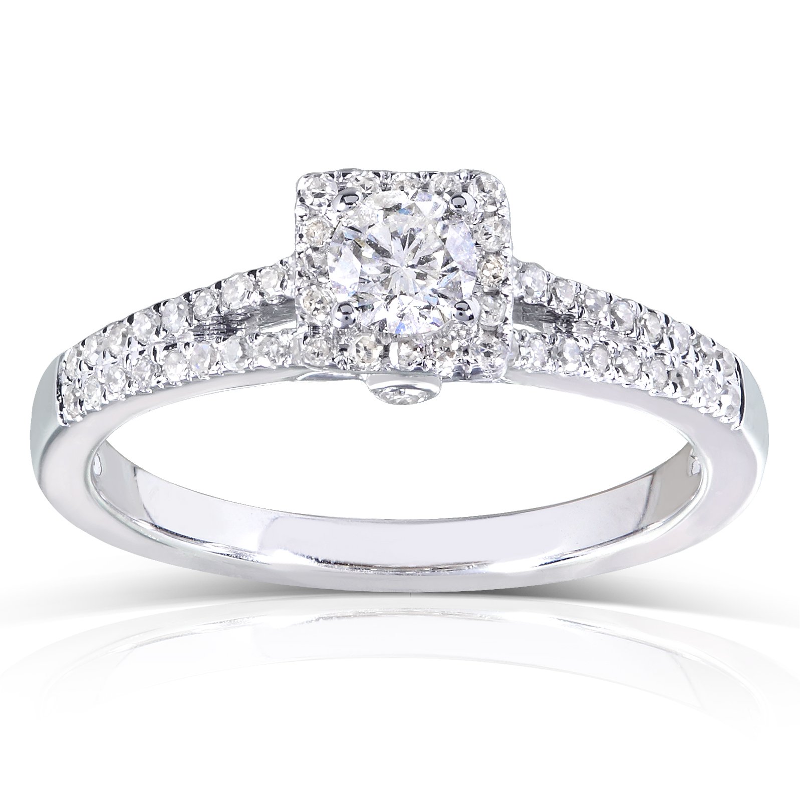 Kobelli Round Diamond Engagement Ring 1/3 carat (ctw) in 14k White Gold, Size 11, White Gold