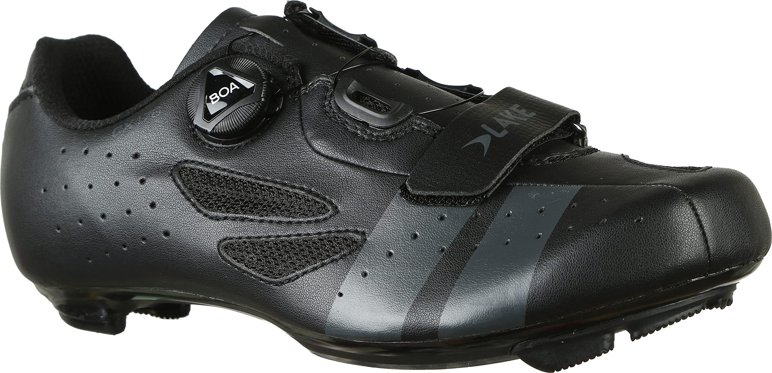Lake Cycling CX176-X Wide Road Cycling Shoes - Men's (Black/Grey, 46)