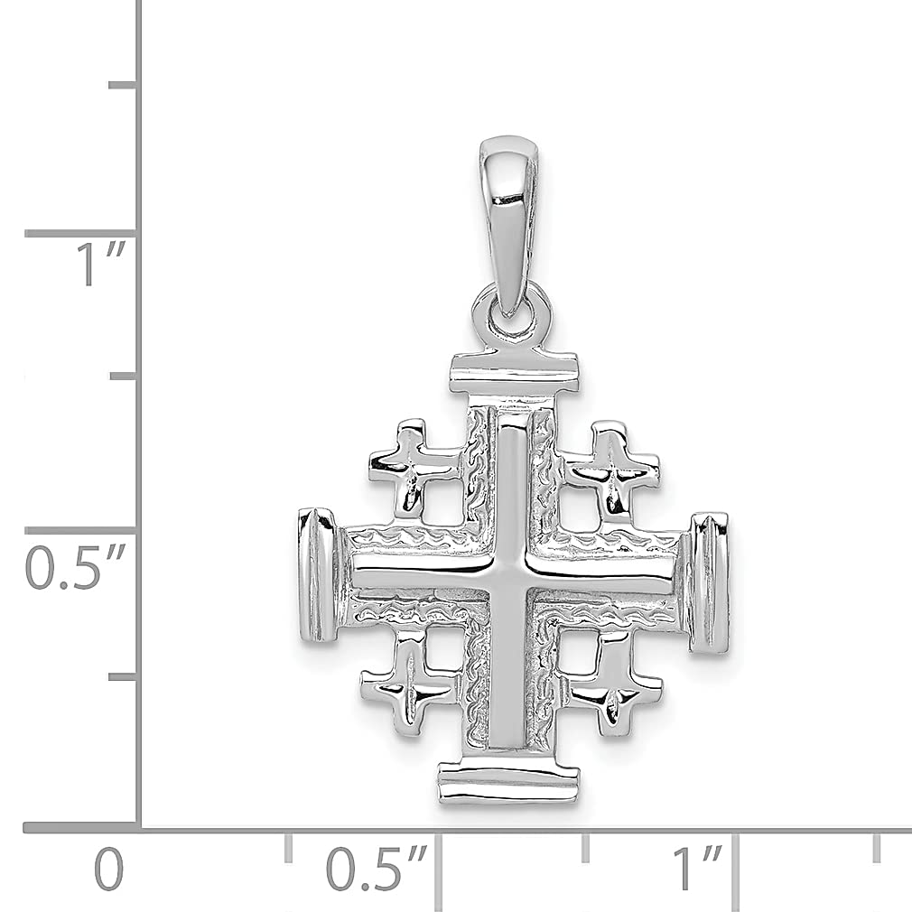 IceCarats 14K White Gold Jerusalem Holy Cross Necklace Religious Pendant Jesus Christ Charm 30mm x 24mm - Pendant Only