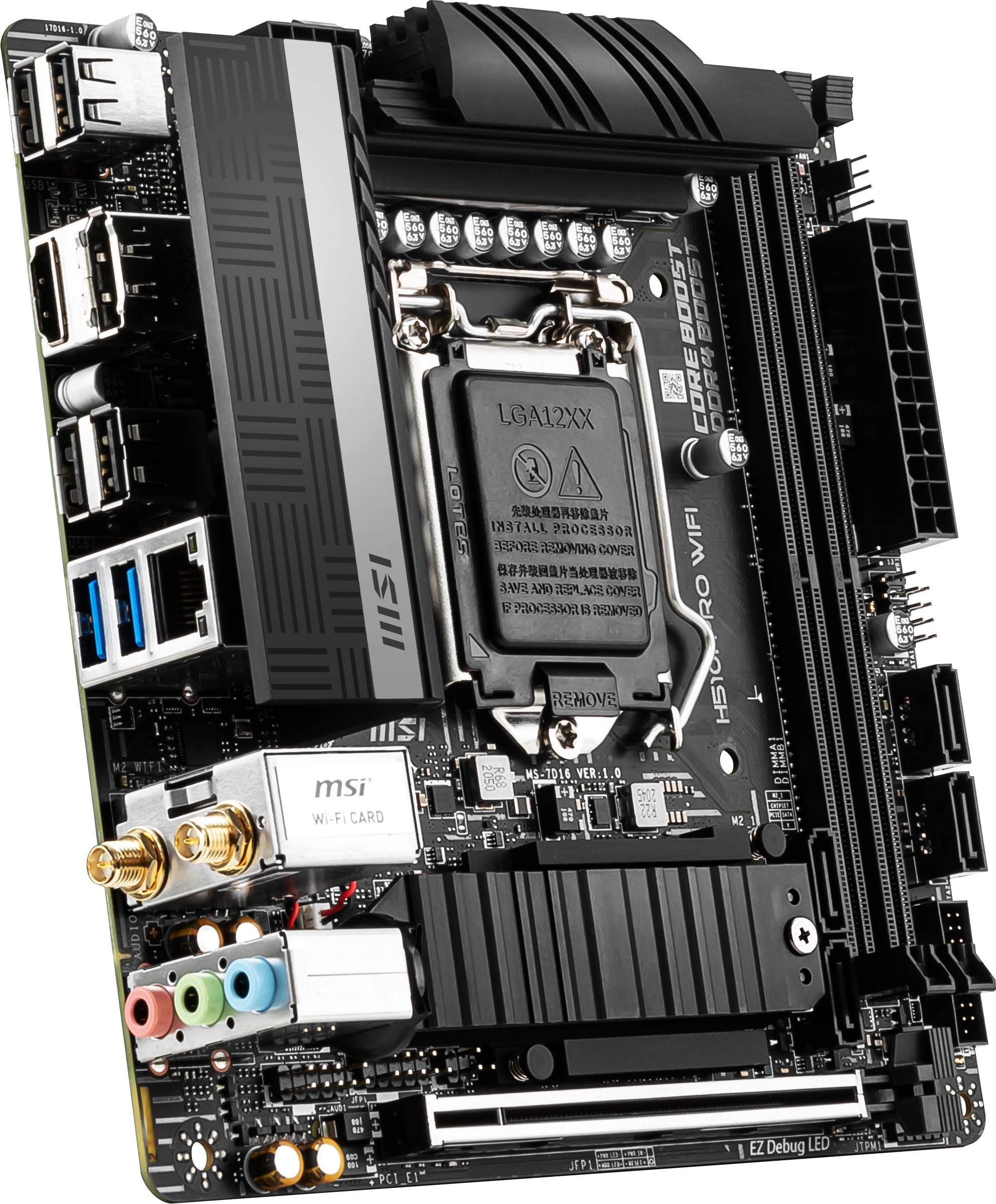 MSI H510I PRO WIFI ProSeries Motherboard (Mini-ITX, 11th/10th Gen Intel Core, LGA 1200 Socket, DDR4, PCIe 4, M.2 Slot, USB 3.2 Gen 2, 2.5G LAN, HDMI/DP, WiFi 6E)