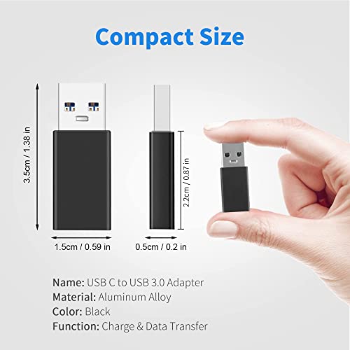USB-C to USB 3.0 Adapter, 2 Pack USB 3.1 Gen 2 Type C Female to USB A Male Adapter 10Gbps Data Transfer & Fast Charging USB-C Converter for PC, Laptop, Chargers, iPhone and Mobile Phones