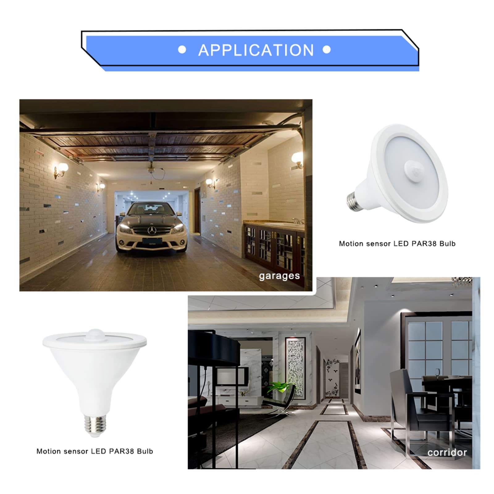 Luxvista Dusk to Dawn Flood Light PAR38 LED Bulb, E26 Motion Sensor, 15W Equivalent 150W, 1500lm, 120V, 6000K Daylight Recessed Light Indoor/Outdoor for Security Light Front Door (1-Pack)