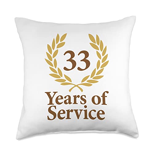 Years of Service Happy Work Anniversary Jubilee 33 Years of Service Funny 33rd Work Anniversary Jubilee Throw Pillow, 18x18, Multicolor