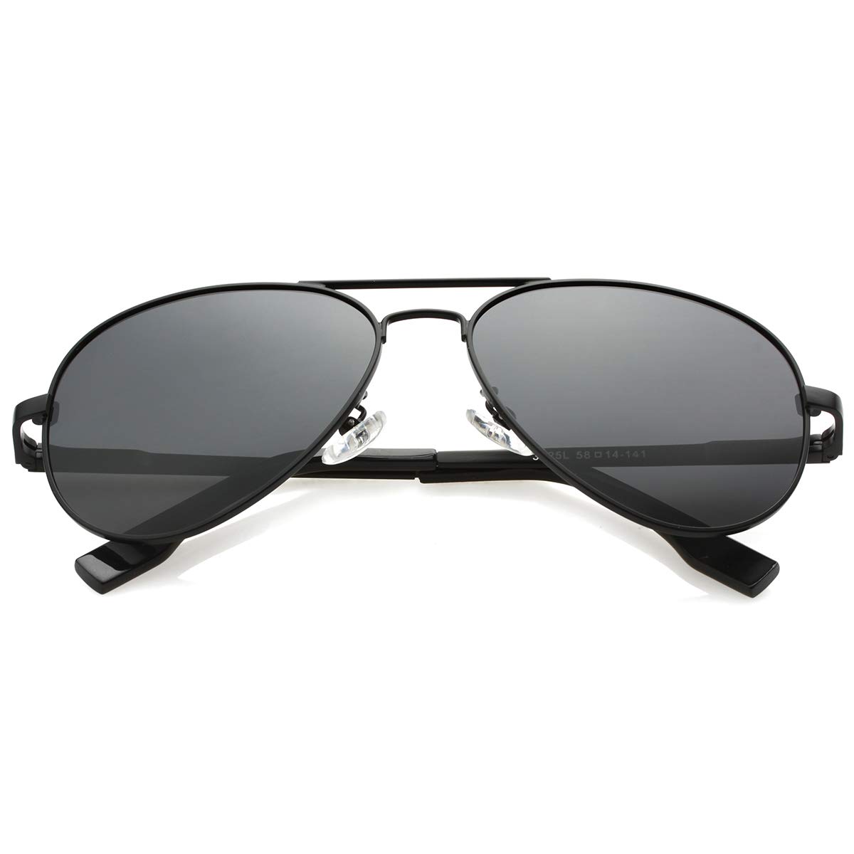 Kursan Polarized Aviator Sunglasses for Men Women Mirrored Lens, 100% UV400 Protection, 58MM (Black/Black Lens)