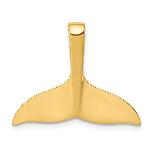 IceCarats 14K Yellow Gold Whale Tail Fish Mermaid Floating Chain Slide Pendant Necklace Charm 19mm x 23mm Only